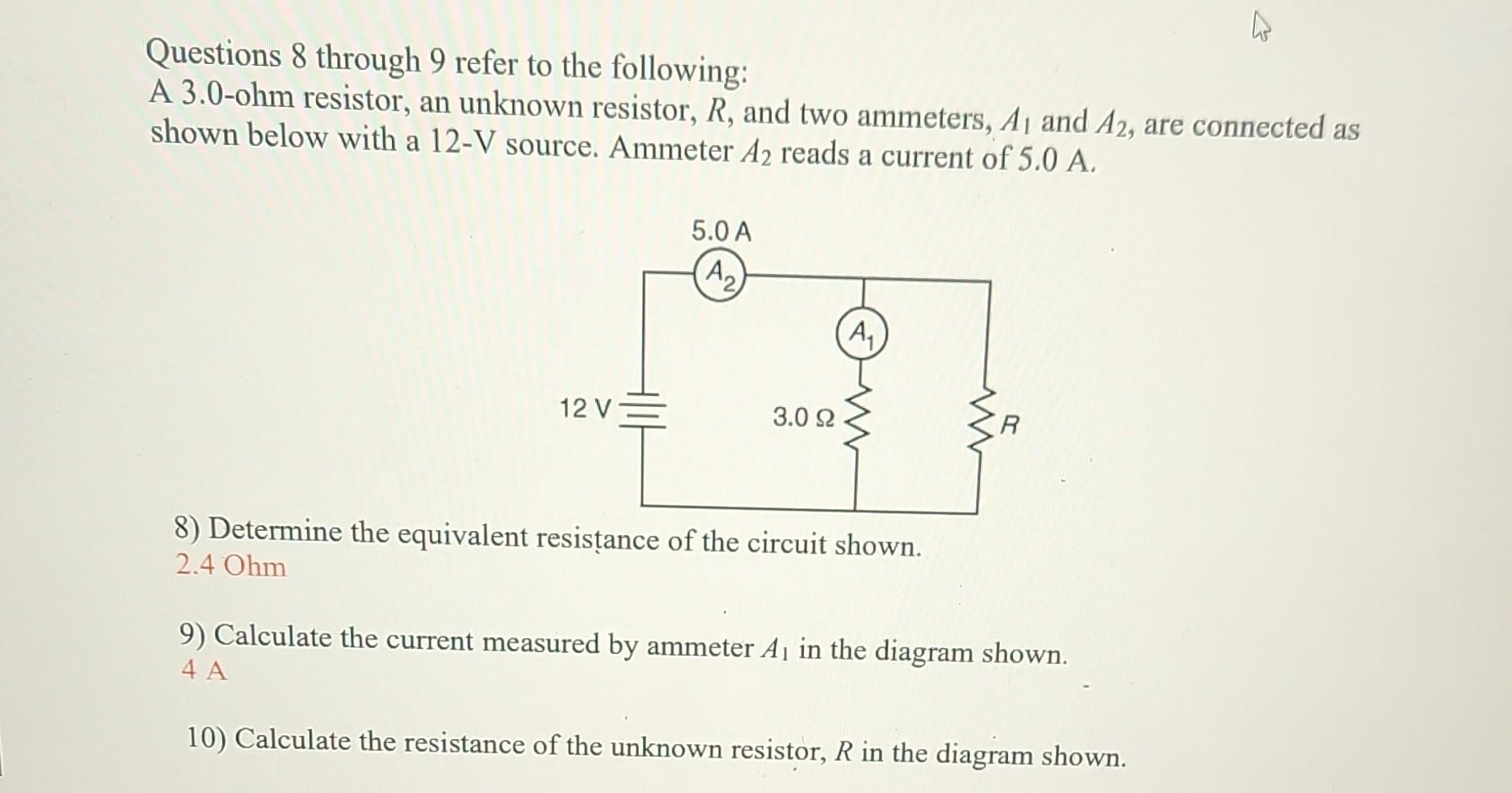 Solved Questions 8 through 9 refer to the following: A | Chegg.com