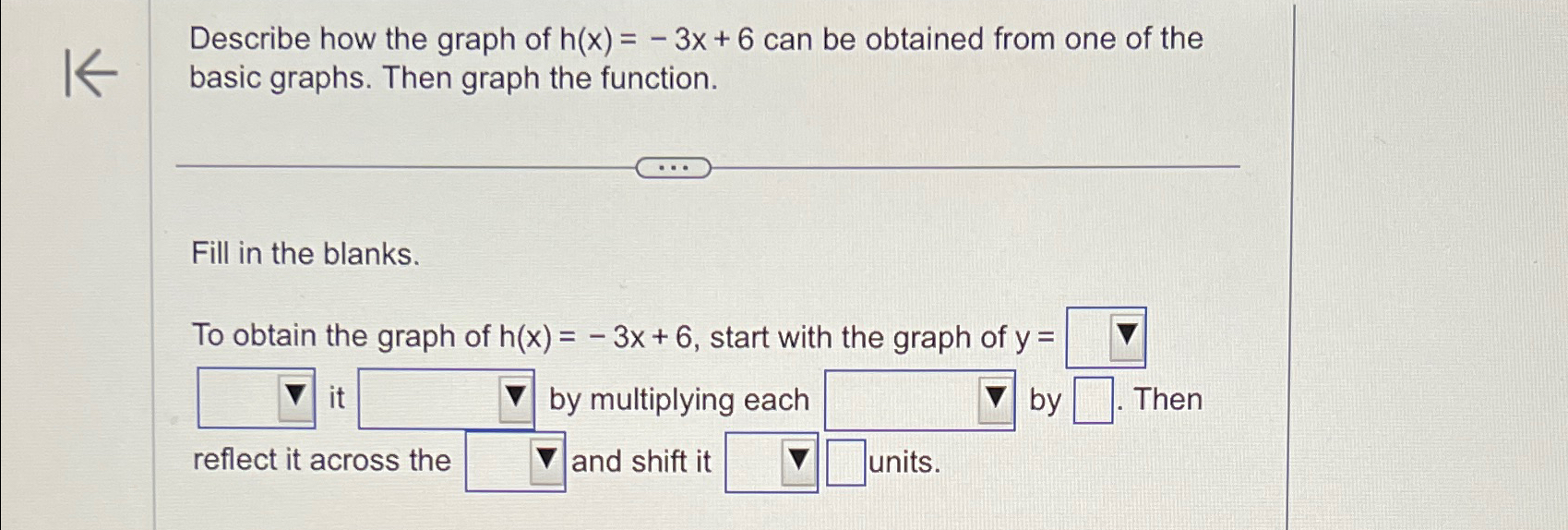 Solved Describe how the graph of h(x)=-3x+6 ﻿can be obtained | Chegg.com