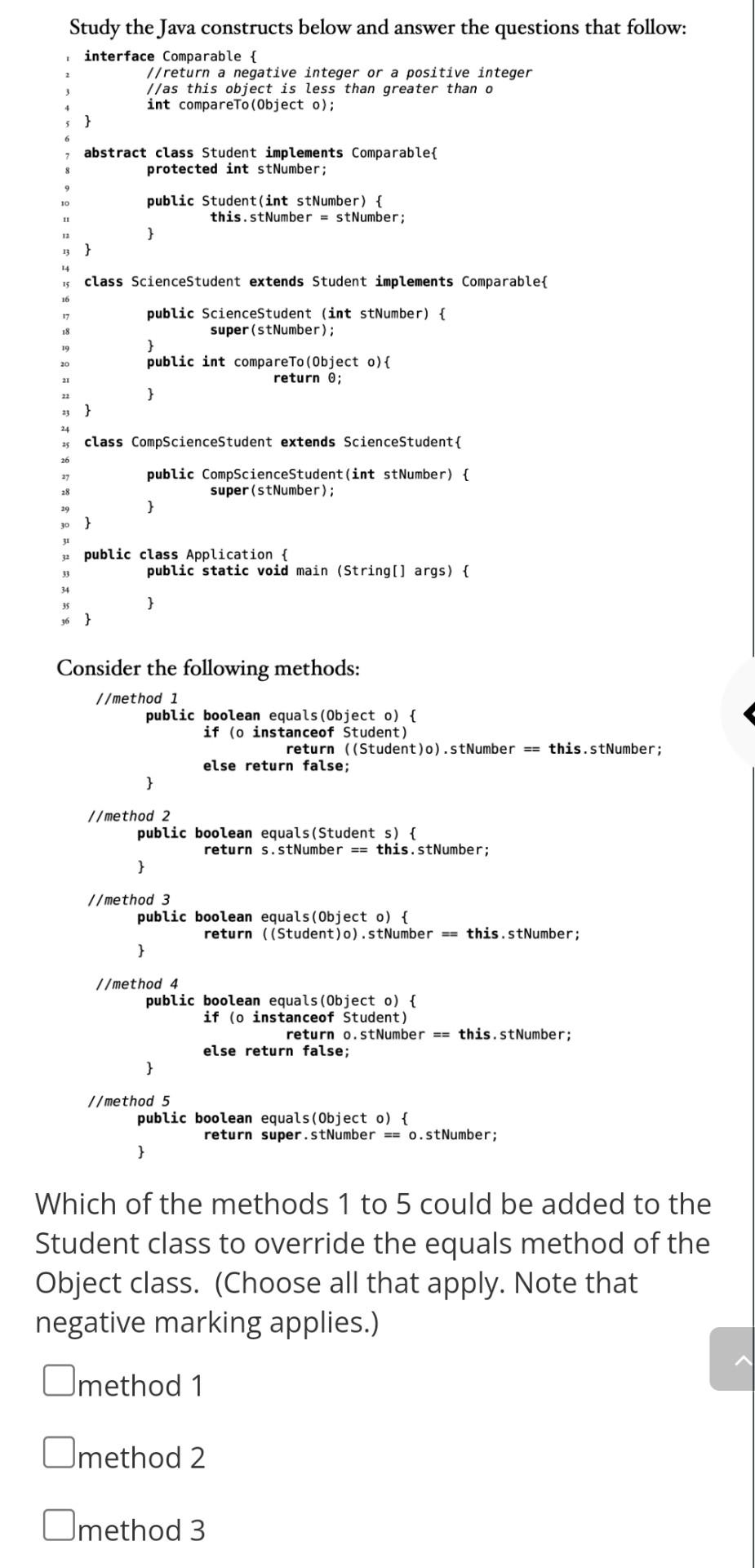 Solved Study the Java constructs below and answer the | Chegg.com
