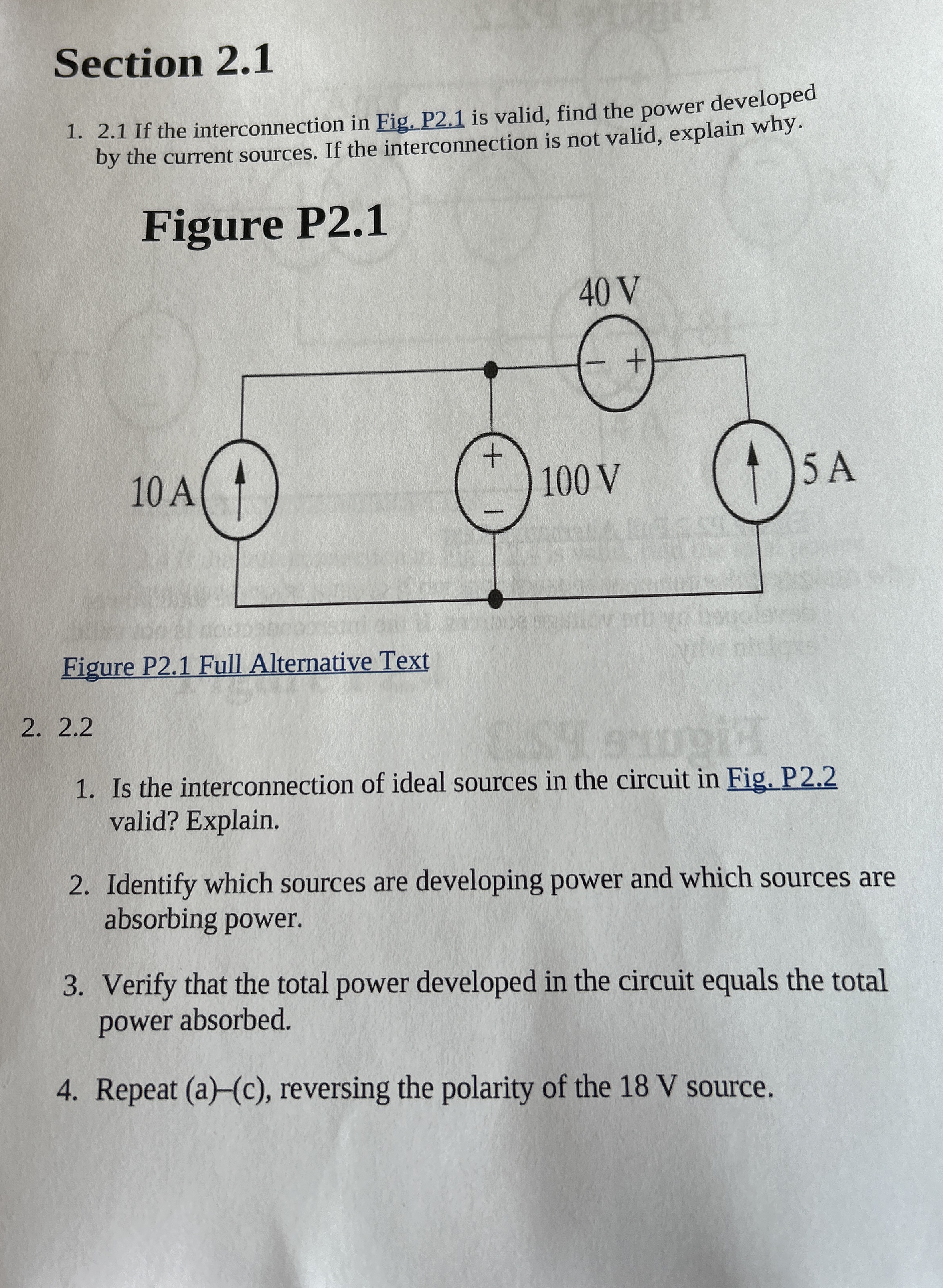 Solved Section 2.12.1 ﻿If the interconnection in Fig. P2.1 | Chegg.com