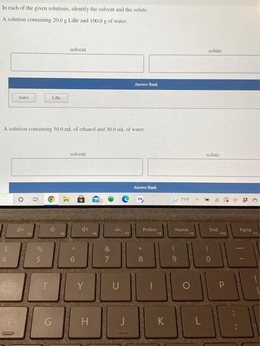 Solved In each of the given solutions, identify the solvent | Chegg.com