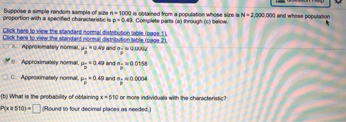 Solved suppose a simple random sample of size n=1000 is | Chegg.com