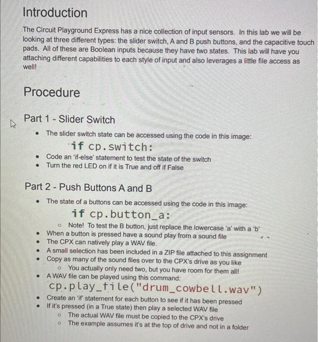Solved Introduction The Circuit Playground Express has a | Chegg.com