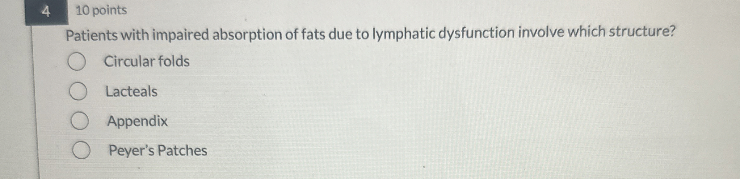 Solved 410 ﻿pointsPatients with impaired absorption of fats | Chegg.com