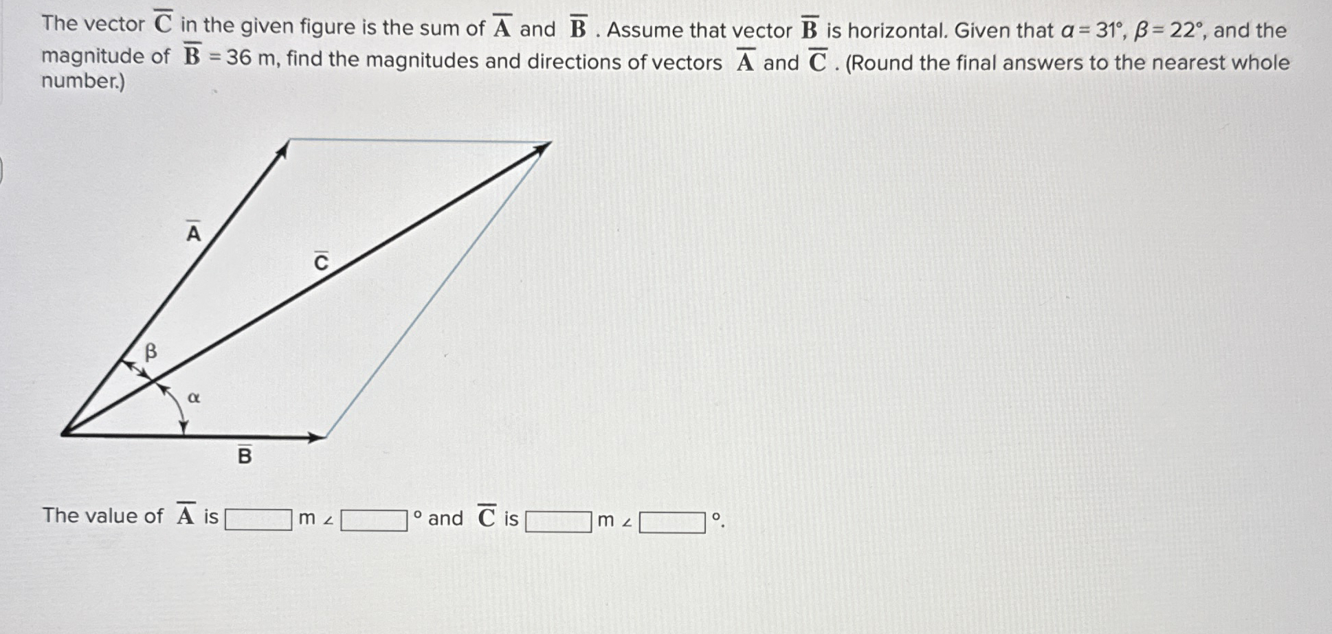 Solved The vector ?bar (C) ﻿in the given figure is the sum | Chegg.com