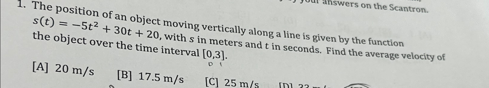 Solved The Position Of An Object Moving Vertically Along A