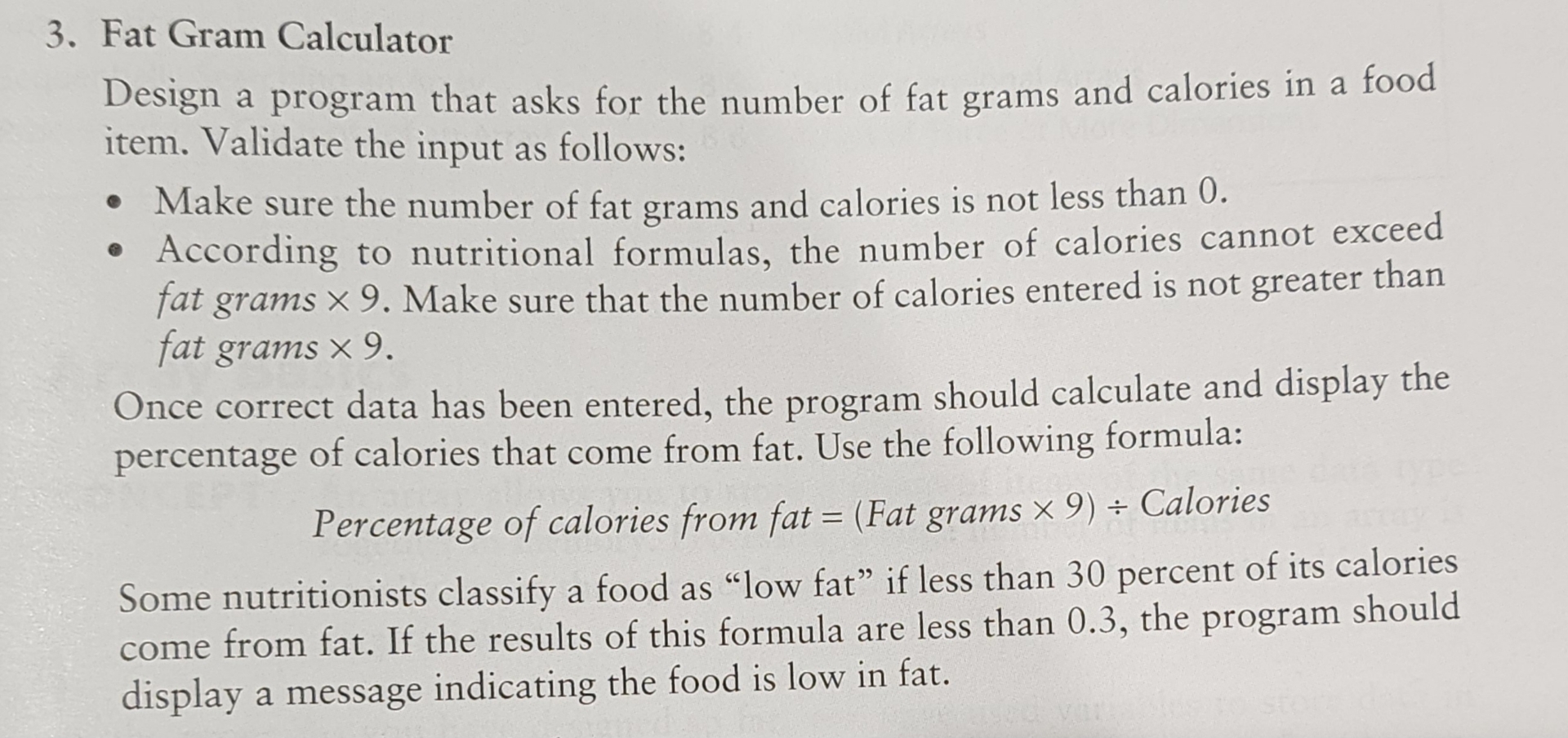 Solved Fat Gram CalculatorDesign a program that asks for the | Chegg.com
