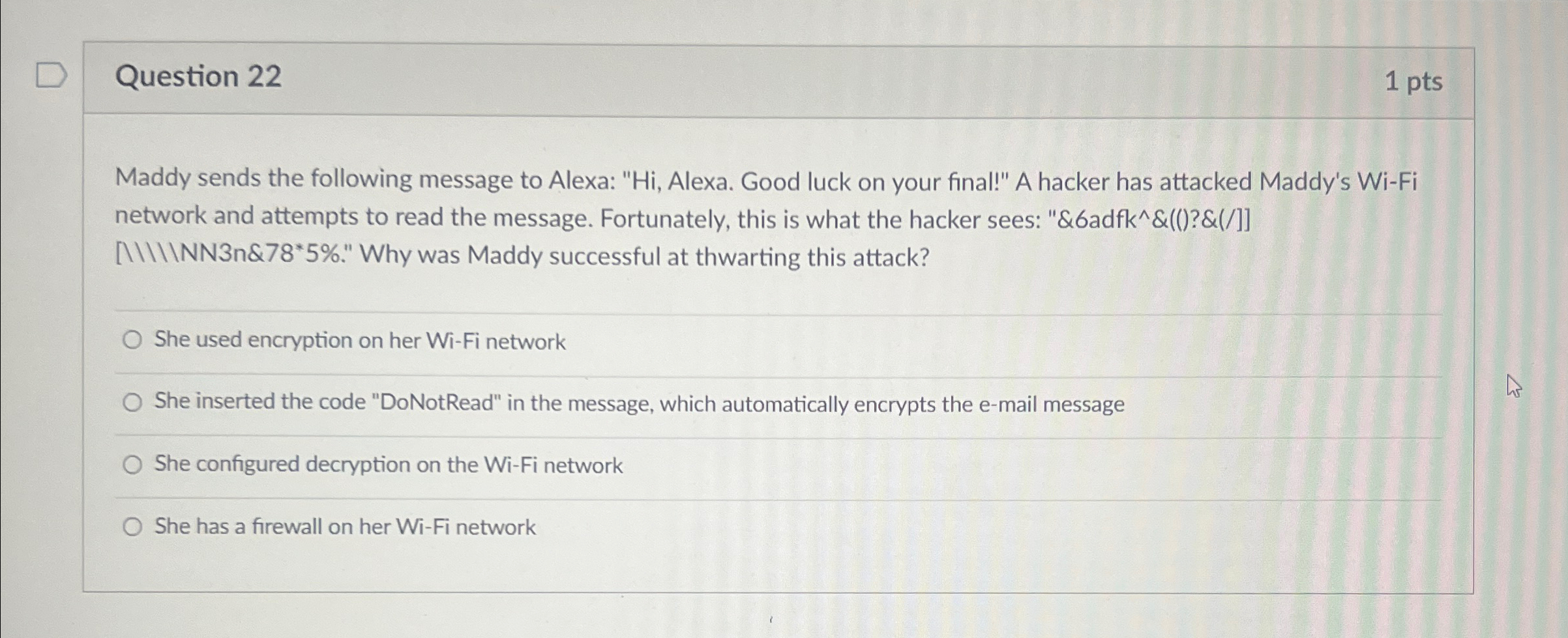 Solved Question 221 ﻿ptsMaddy sends the following message to | Chegg.com
