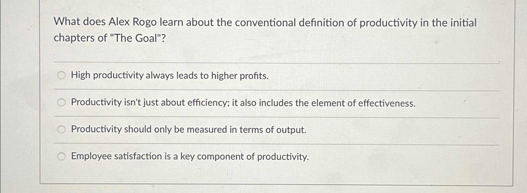 Solved What does Alex Rogo learn about the conventional | Chegg.com