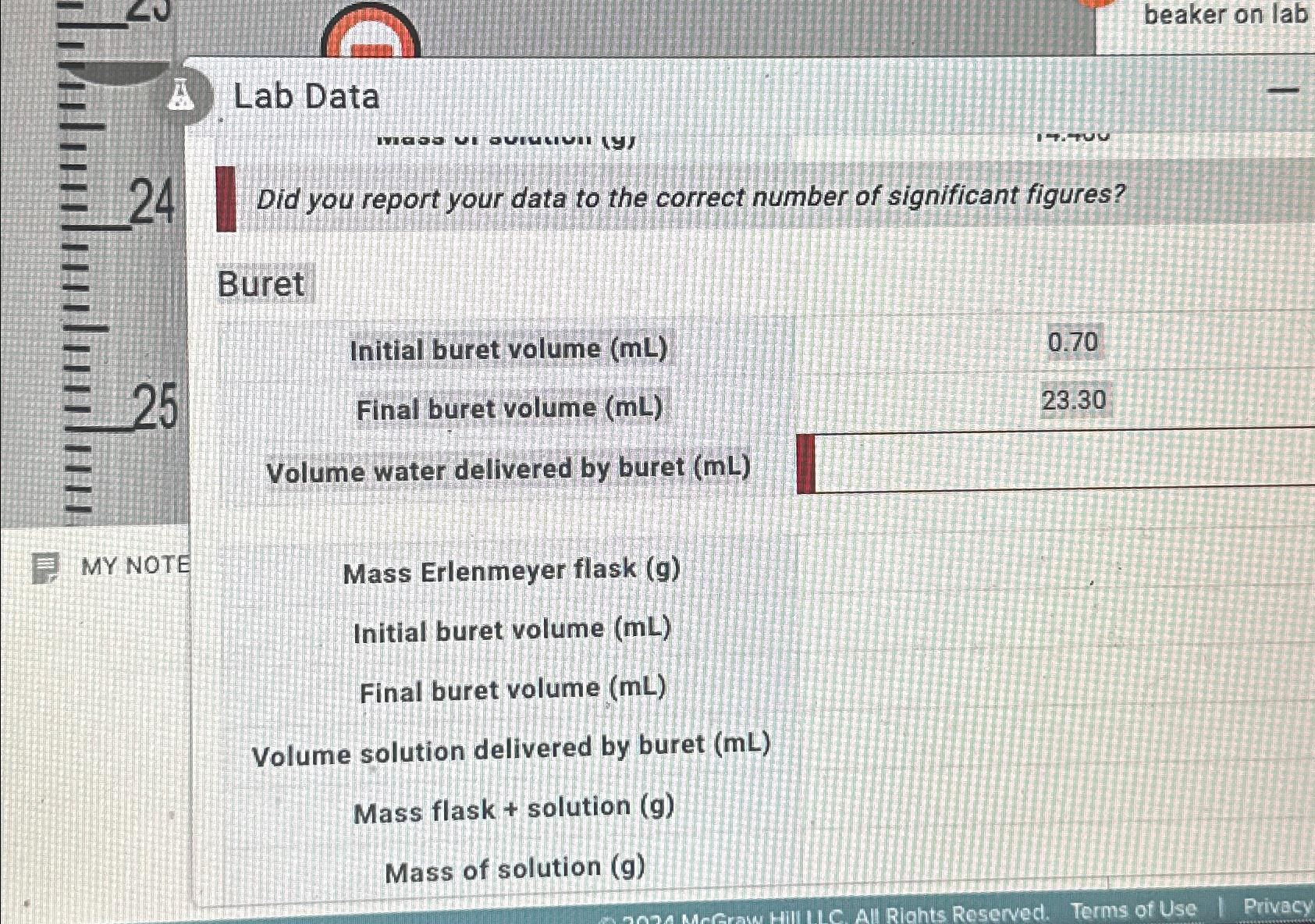 Lab Databeaker on labDid you report your data to the | Chegg.com