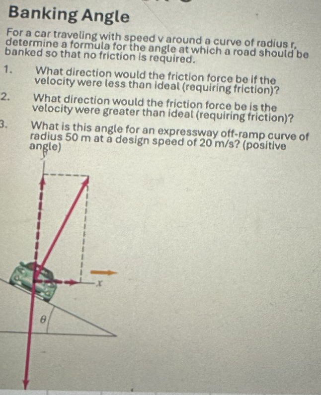 Solved Banking AngleFor a car traveling with speed v ﻿around | Chegg.com