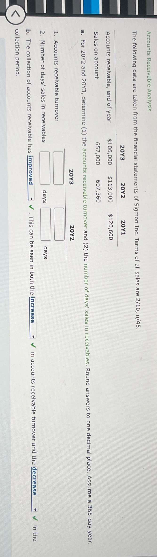 Solved Accounts Receivable AnalysisThe following data are | Chegg.com
