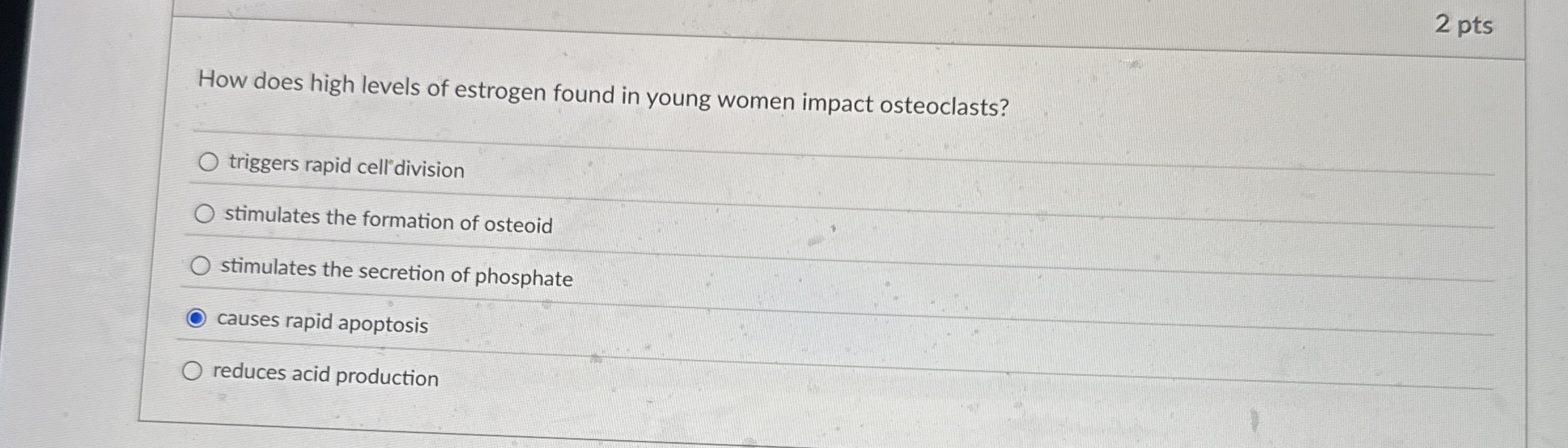 Solved 2 ﻿ptsHow does high levels of estrogen found in young | Chegg.com