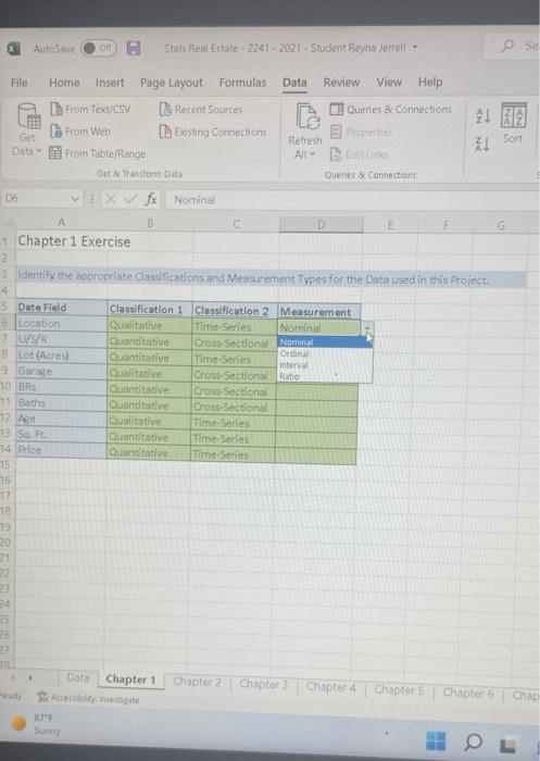 Solved AutoSave On Stats Real Estate - 2241 - 2021 - Student | Chegg.com