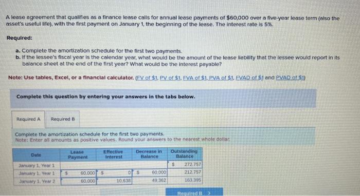 Solved A lease agreement that qualifies as a finance lease | Chegg.com