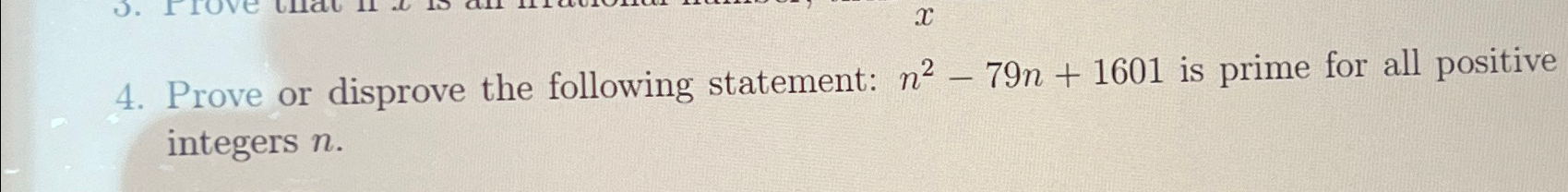 Solved Prove or disprove the following statement: | Chegg.com