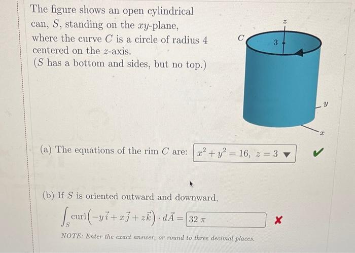 Solved The figure shows an open cylindrical can, S, standing | Chegg.com