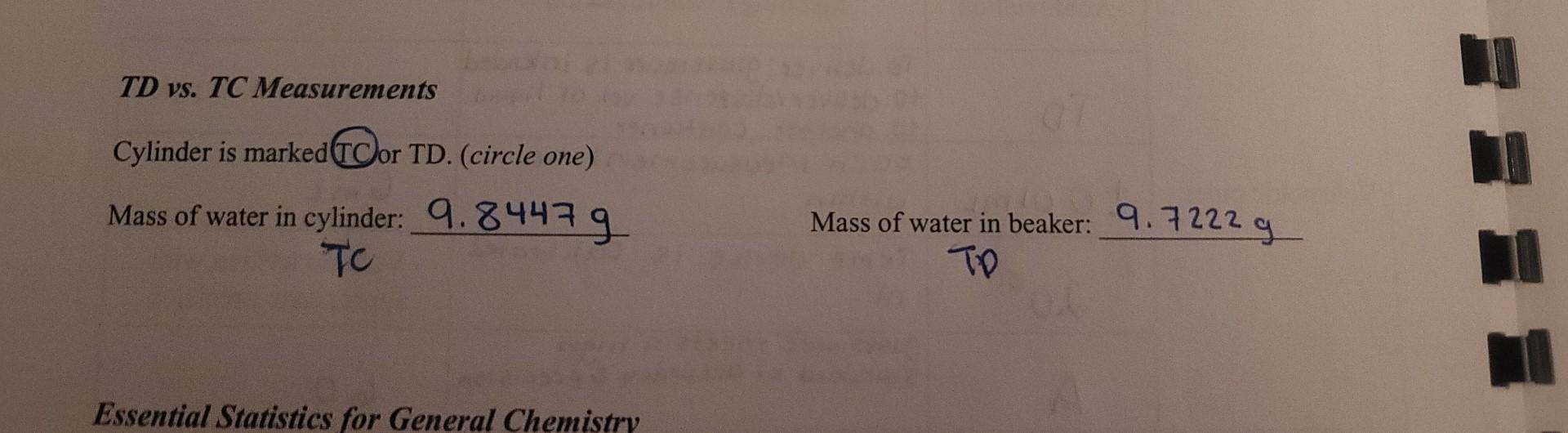 Solved TD vs. TC Measurements Cylinder is markedTCor TD. | Chegg.com