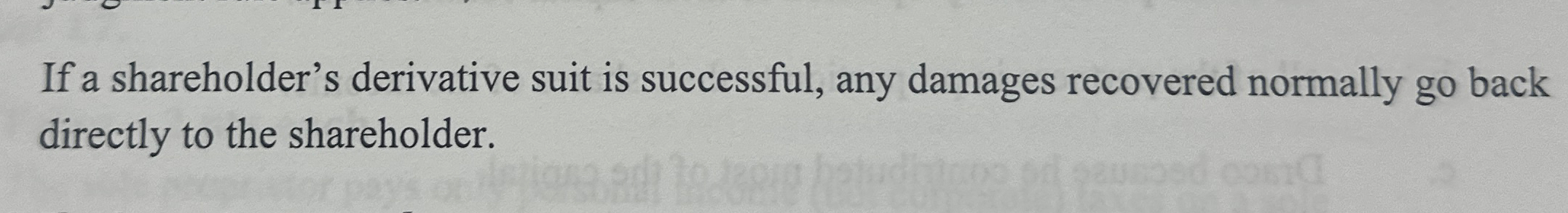 Solved If a shareholder's derivative suit is successful, any | Chegg.com