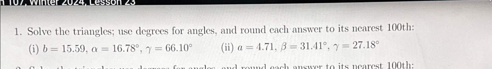 Solved Do all, and show all work please! Solve the | Chegg.com