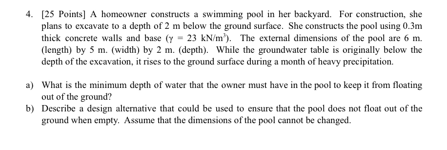 Solved [25 ﻿Points] ﻿A homeowner constructs a swimming pool | Chegg.com
