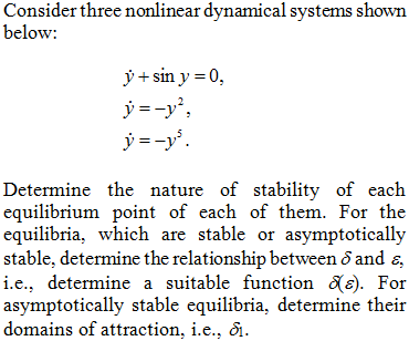 Consider three nonlinear dynamical systems shown | Chegg.com