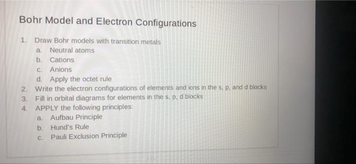 Solved Bohr Model and Electron Configurations 1. Draw Bohr | Chegg.com