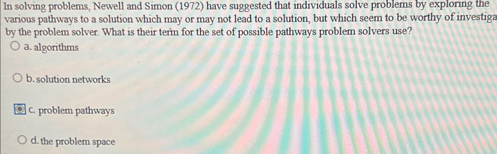 Solved In solving problems, Newell and Simon (1972) ﻿have | Chegg.com