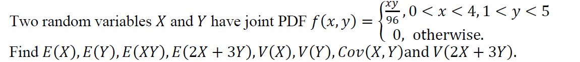 Solved Two random variables x ﻿and Y ﻿have joint | Chegg.com