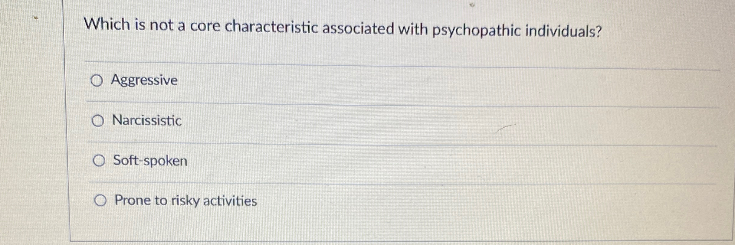 Solved Which is not a core characteristic associated with | Chegg.com