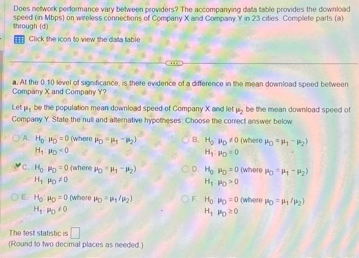 Solved Does network performance vary between providers? The | Chegg.com