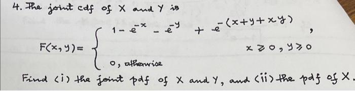 Solved 4. The joint cdf of X and Y is | Chegg.com