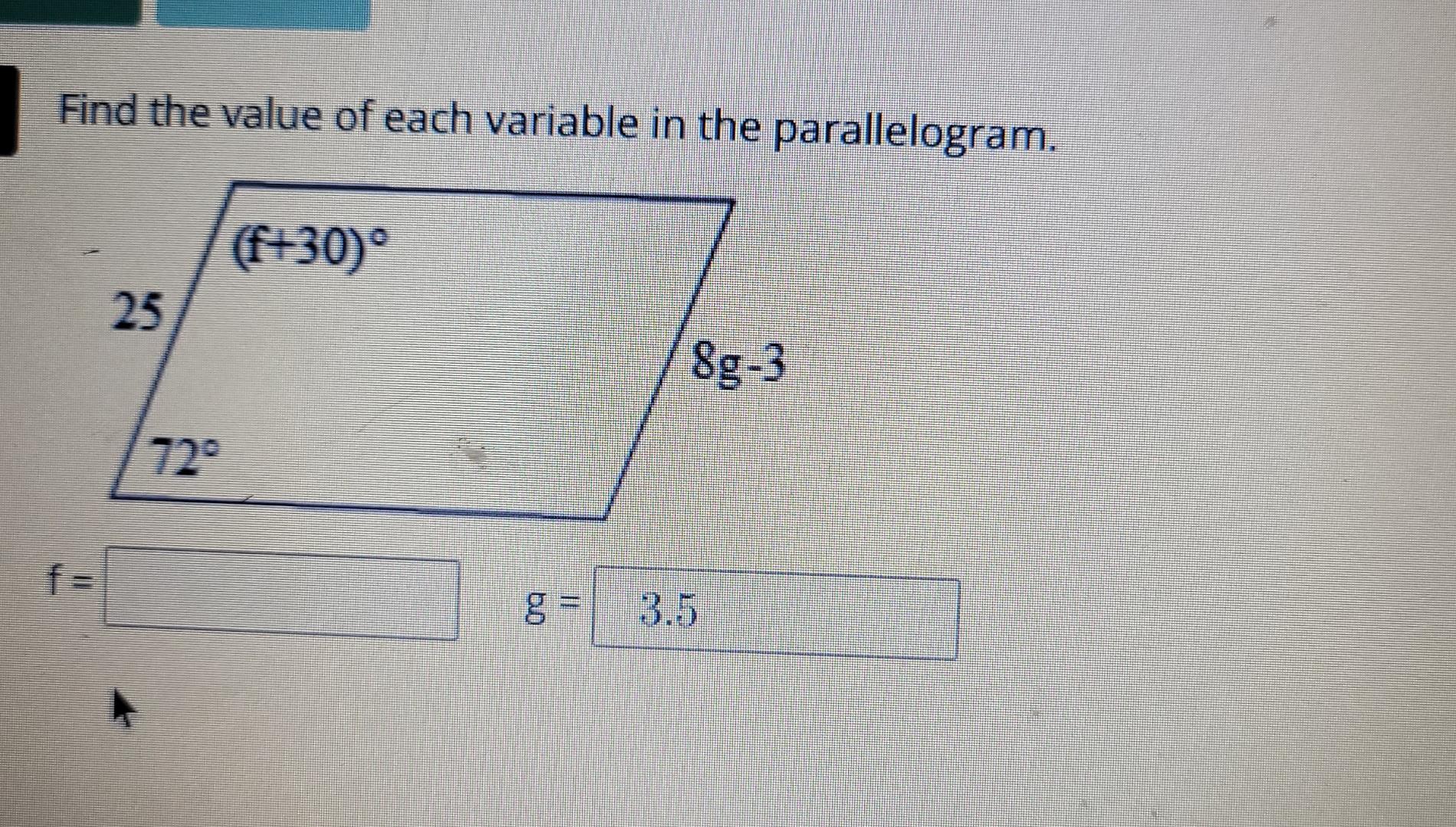 Solved Find the value of each variable in the parallelogram. | Chegg.com