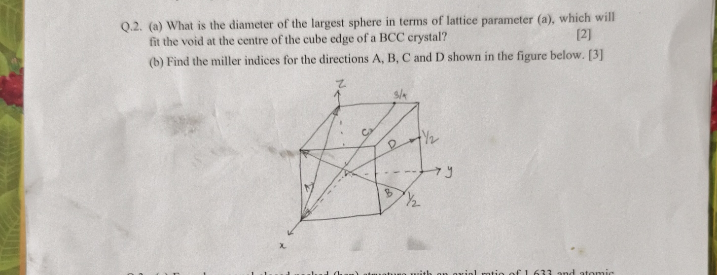 Solved Q.2. (a) ﻿What is the diameter of the largest sphere | Chegg.com