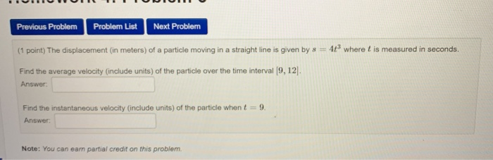Solved Previous Problem Problem List Next Problem (1 point) | Chegg.com
