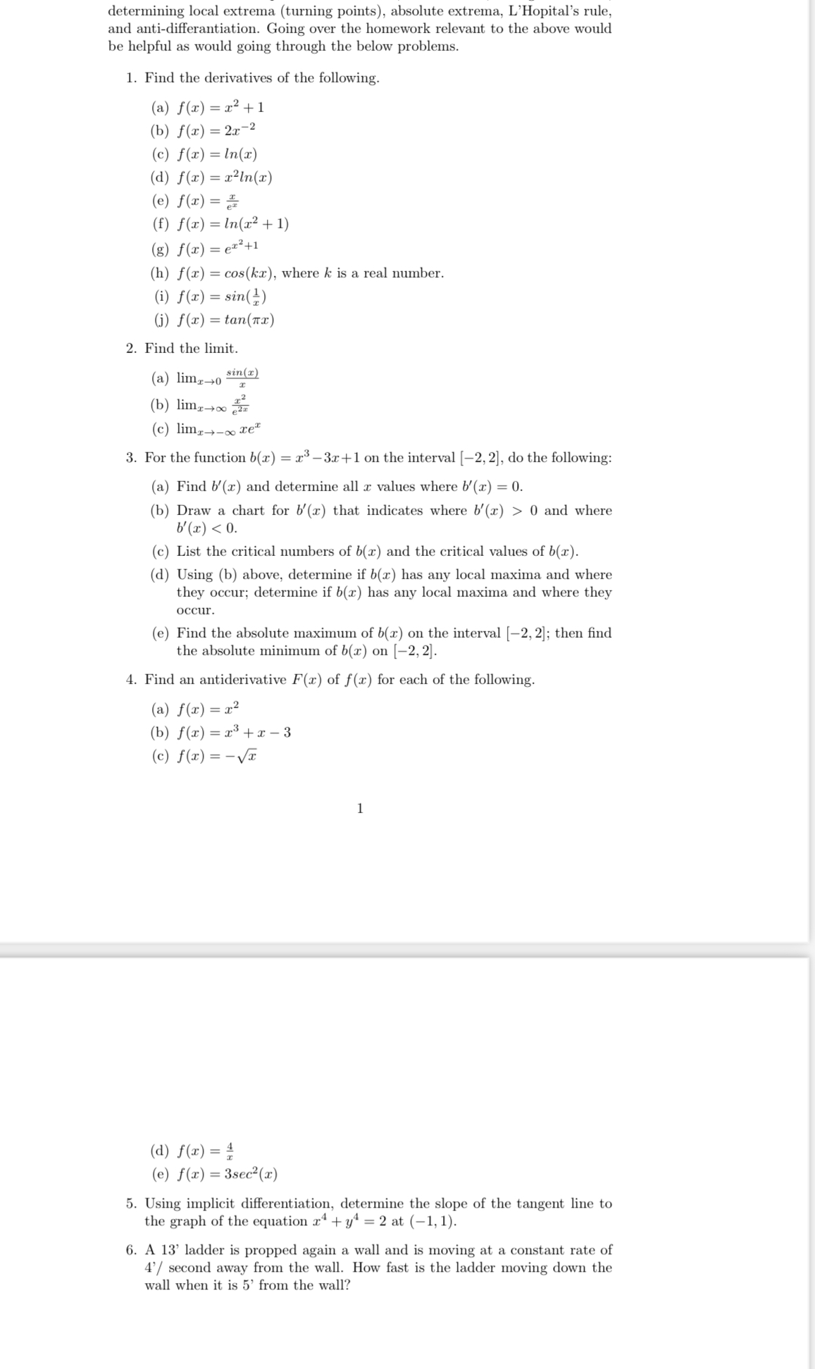 Solved determining local extrema (turning points), ﻿absolute | Chegg.com