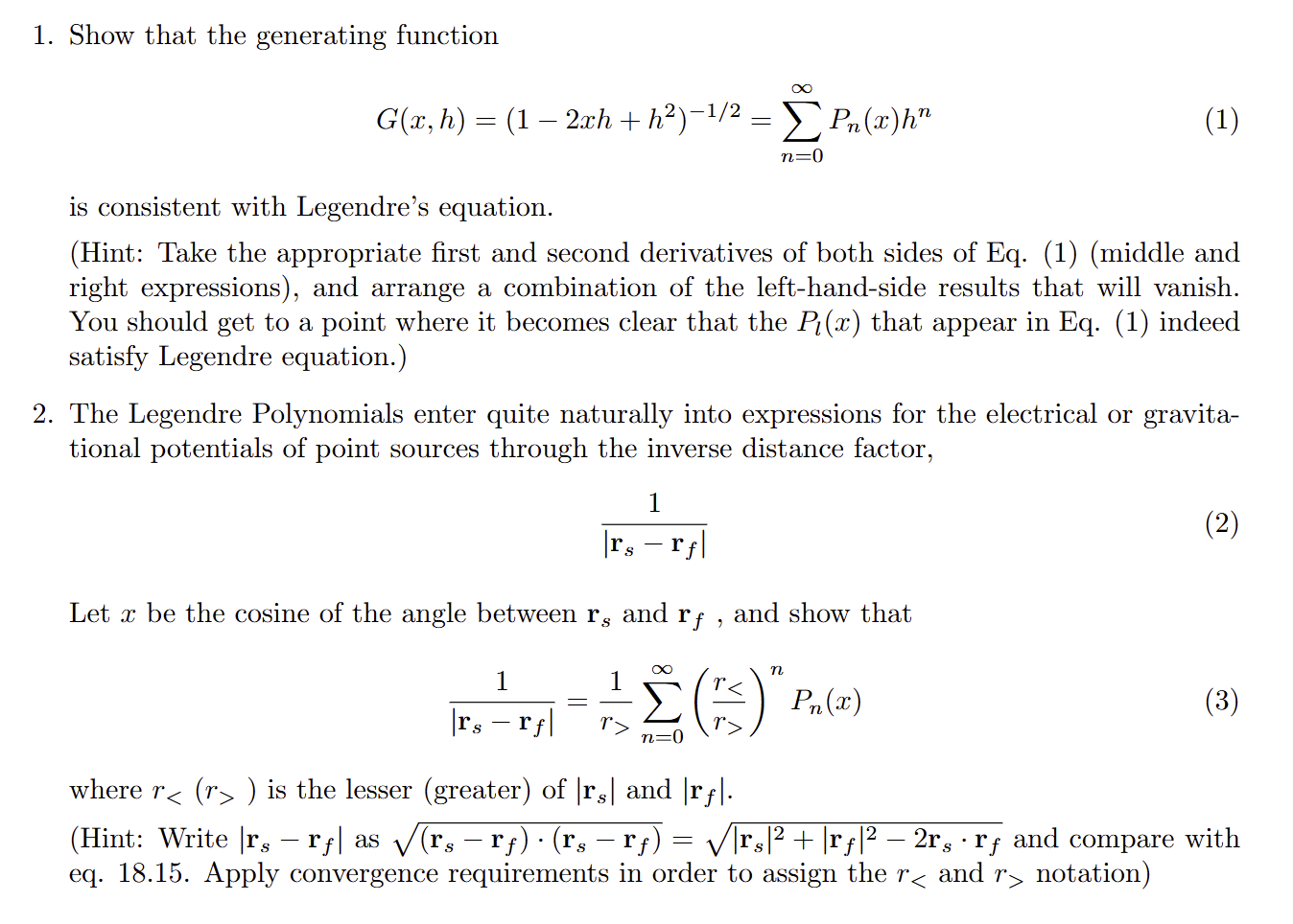 Solved Show that the generating | Chegg.com