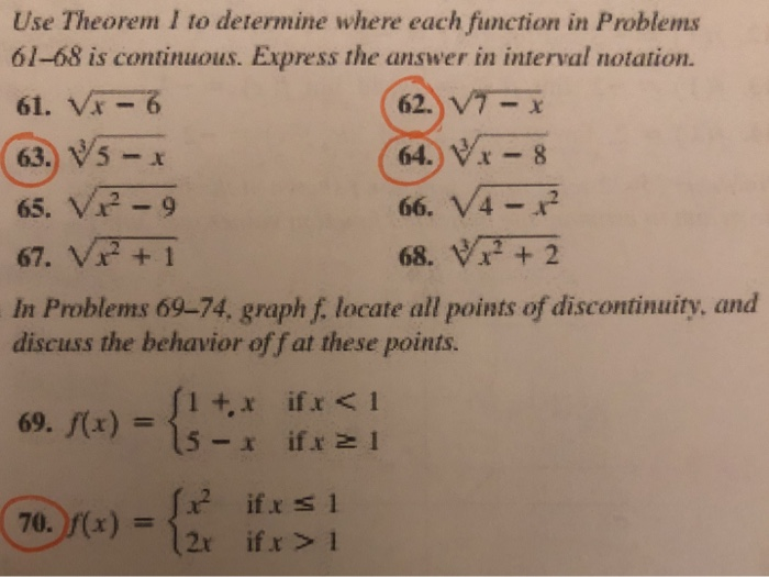 Solved Use Theorem I to determine where each function in | Chegg.com