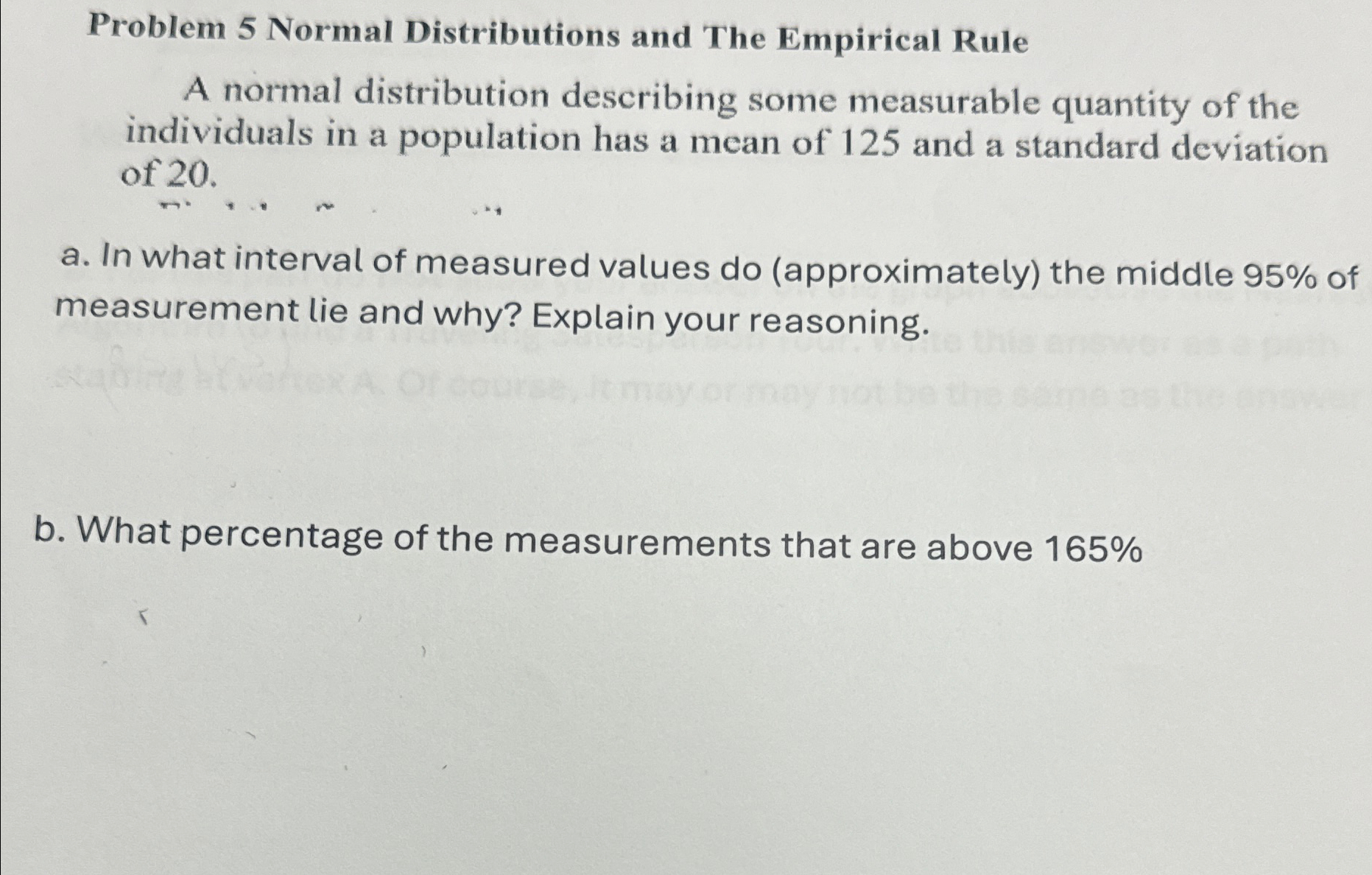 Solved Problem 5 ﻿Normal Distributions and The Empirical | Chegg.com