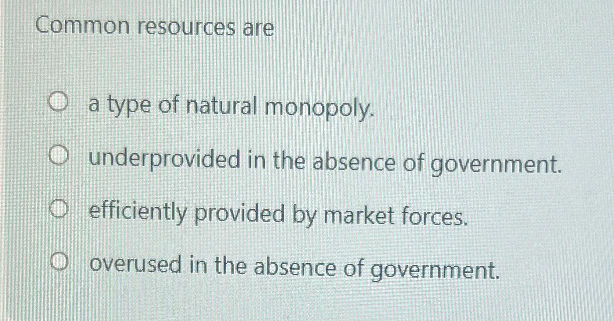 Solved Common resources area type of natural | Chegg.com