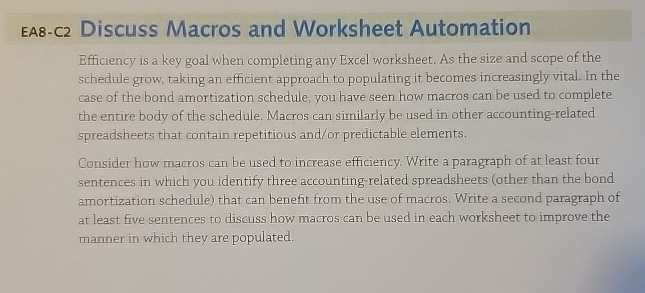 Solved by an EXPERT EA8-c2 ﻿Discuss Macros and Worksheet | Chegg.com