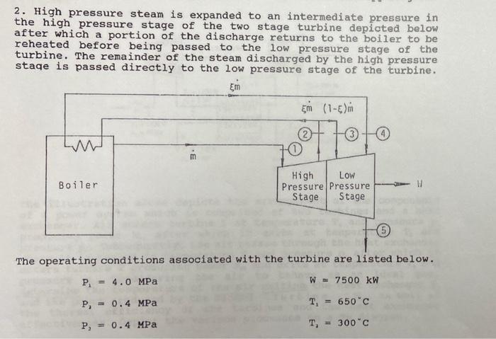 Solved 2. High pressure steam is expanded to an intermediate | Chegg.com