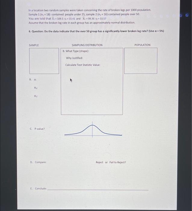Solved In a location two random samples were taken | Chegg.com