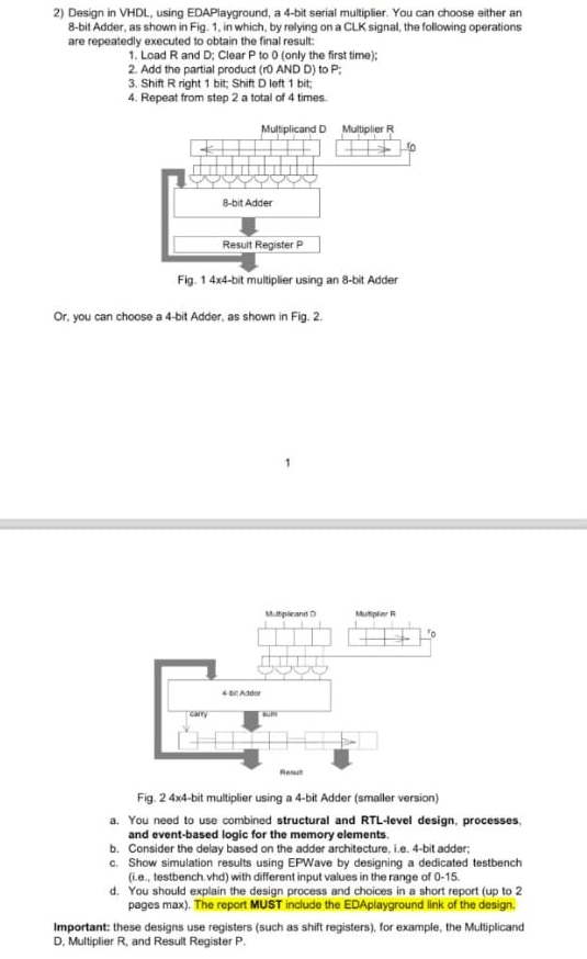 Solved Design in VHDL., ﻿using EDAPlayground, a 4-bit serial | Chegg.com