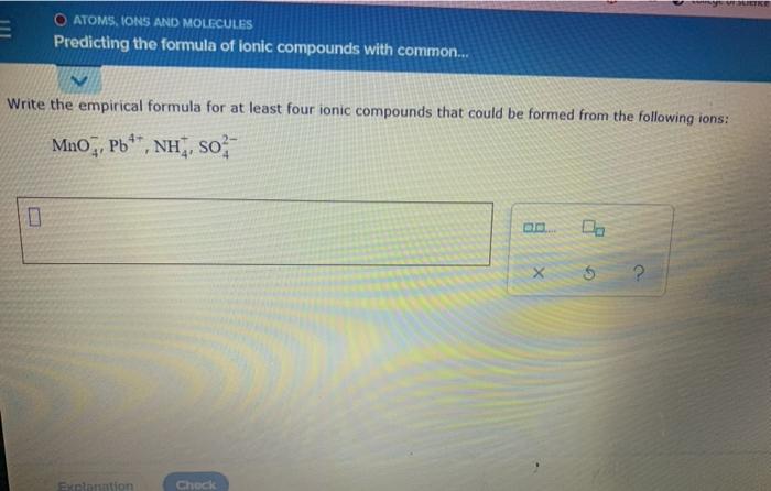 Solved LETRE O ATOMS, IONS AND MOLECULES Predicting the | Chegg.com