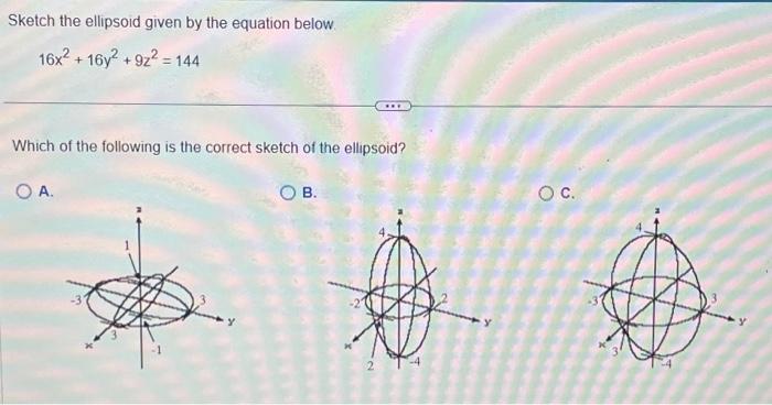 Solved Sketch the ellipsoid given by the equation below. | Chegg.com