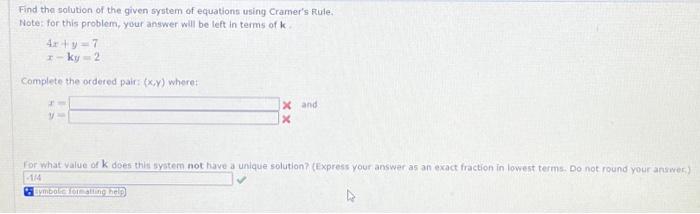 Solved Find the solution of the given system of equations | Chegg.com