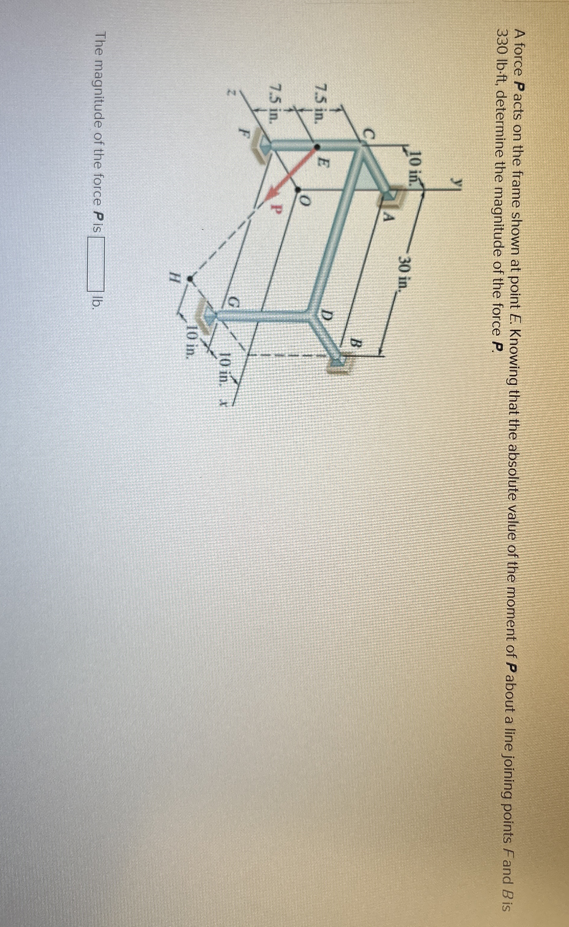 Solved A force P ﻿acts on the frame shown at point E. | Chegg.com