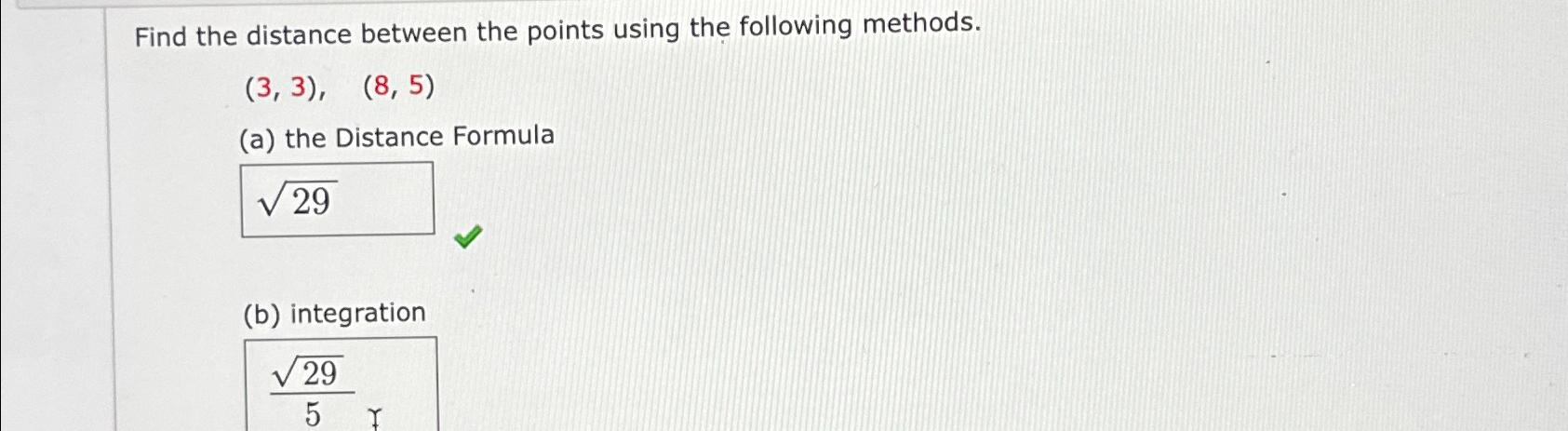 Solved Find the distance between the points using the | Chegg.com