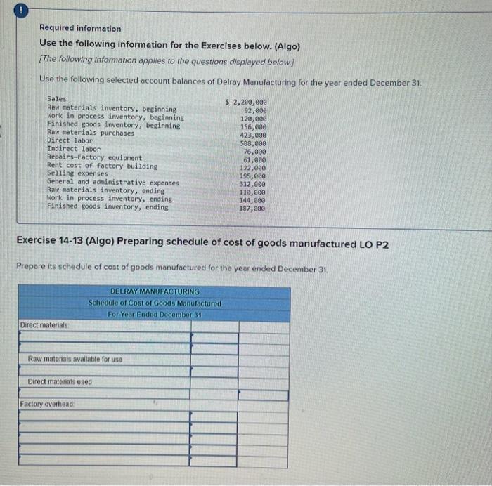 Solved Required information Use the following information | Chegg.com